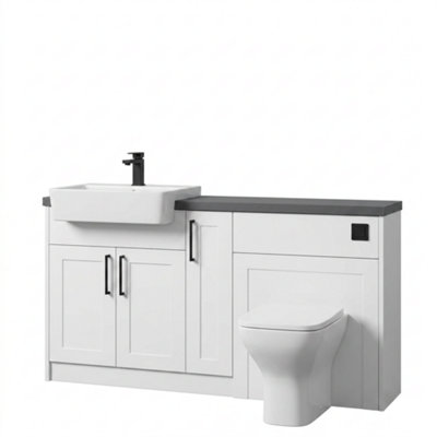 Oliver White 1400mm Standard Shaker Fitted Bathroom Furniture Vanity ...