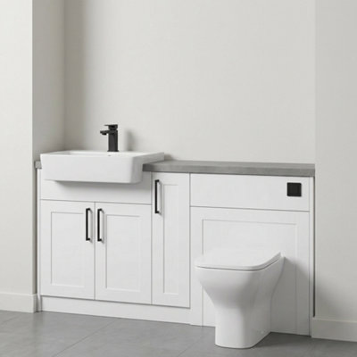 Oliver White 1400mm Standard Shaker Fitted Bathroom Furniture Vanity ...