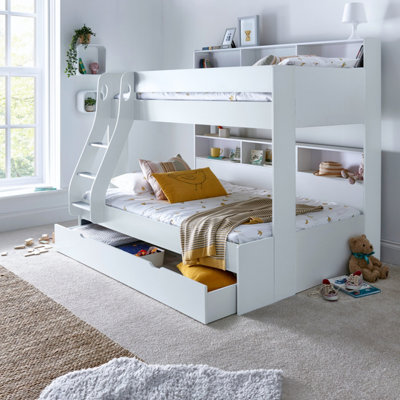 Oliver White Triple Sleeper Storage Bunk Bed Without Drawer