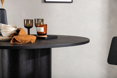 Olivia Black Round Dining Table - 110cm