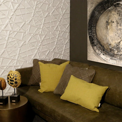 Olivia Design 3D Wall Panels - 12 Off-White Panels (50x50cm) - Peel and ...