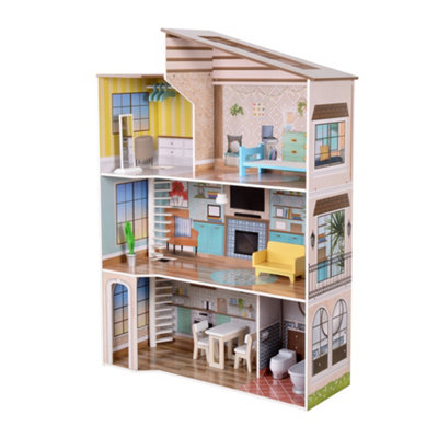 Olivia's Little World Mediterranean 3-Story Wooden Dollhouse for 12 ...