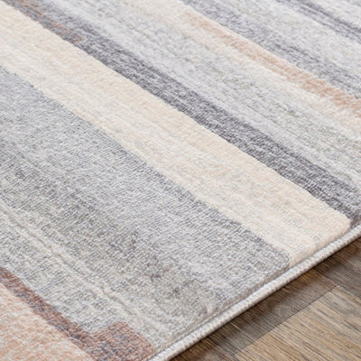 OLIVIA Scandi Modern Medium Grey/Tan/White Area Rug 120 x 170 cm