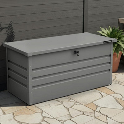 Olsen And Smith Large 400L Metal Garden Storage Box, Heavy Duty Outdoor ...