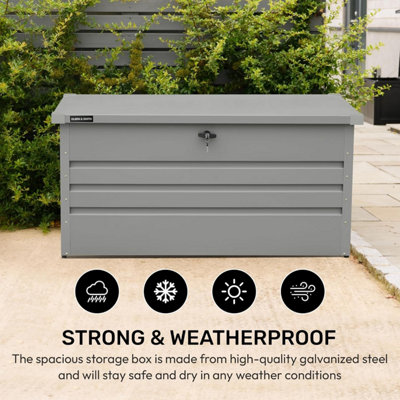 Olsen And Smith Large 400L Metal Garden Storage Box, Heavy Duty Outdoor ...