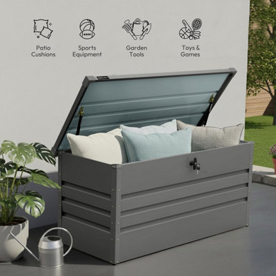 Olsen And Smith Large 400L Metal Garden Storage Box, Heavy Duty Outdoor ...