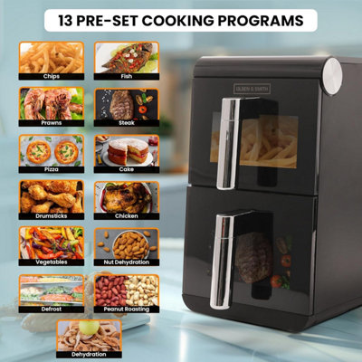 Olsen & Smith 11L Vertical Dual Stack Air Fryer with Two 5.5L Baskets ...