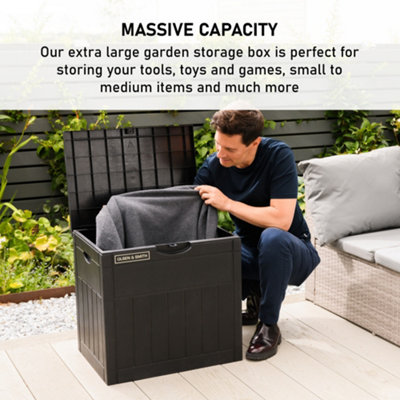 Olsen & Smith 126L Capacity Outdoor Garden Plastic Storage Box Small Balcony Furniture ...