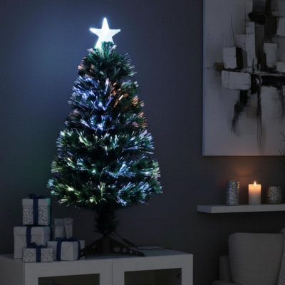 Olsen & Smith 3ft Artificial Christmas Tree Fibre Optic Pre Lit Xmas ...