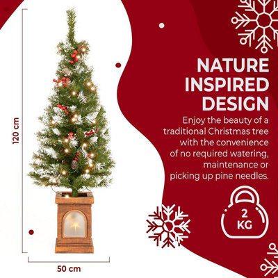 Olsen & Smith 4ft Artificial Christmas Tree, Pre Lit Snow Tipped Xmas ...