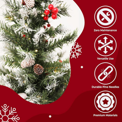 Olsen & Smith 4ft Artificial Christmas Tree, Pre Lit Snow Tipped Xmas ...