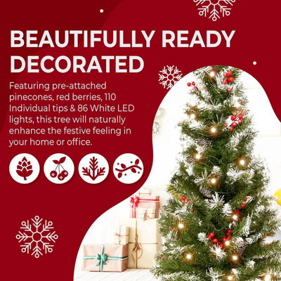 Olsen & Smith 4ft Artificial Christmas Tree, Pre Lit Snow Tipped Xmas ...