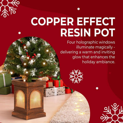 Olsen & Smith 4ft Artificial Christmas Tree, Pre Lit Snow Tipped Xmas ...