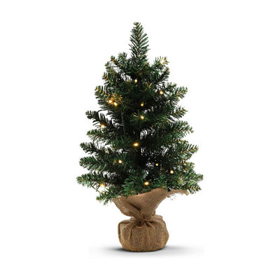 Olsen & Smith 50cm Pre Lit Mini Christmas Tree, Battery Operated ...