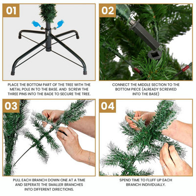 Olsen & Smith 6ft Snowy Artificial Christmas Tree, Pre-Lit Xmas Tree ...