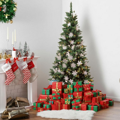 Olsen & Smith 7ft Artificial Christmas Tree, Pre-Lit Fibre Optic Xmas ...