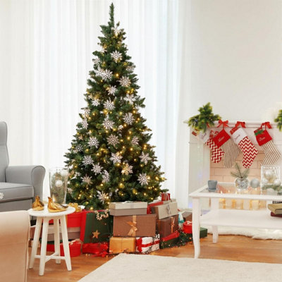 Olsen & Smith 7ft Artificial Christmas Tree, Pre-Lit Fibre Optic Xmas ...
