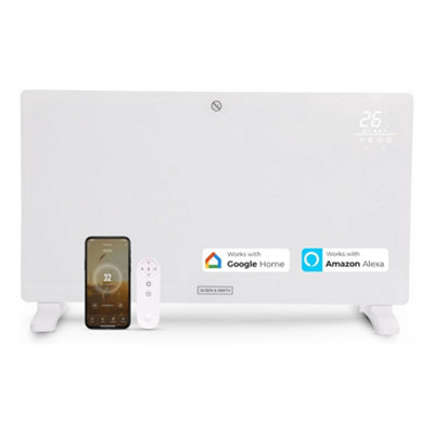 Olsen & Smith Smart Glass Panel Heater, 2500W Electric Radiator, Wall ...