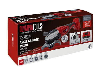 Olympia Power Tools 09-940 X20S Angle Grinder 20V 1 x 2.0Ah Li-ion ...