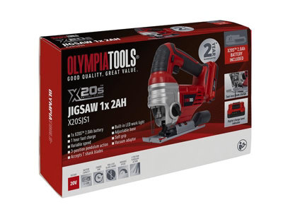 Olympia Power Tools X20S Jigsaw 20V with 2.0Ah Lithium-ion Battery and ...