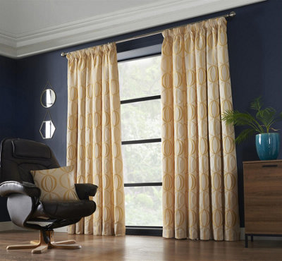 Omaha Pencil Pleat Taped Top Curtains Ochre