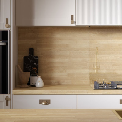Omega Modern Natural Blocked Oak Square Edge Laminate Kitchen Edging ...