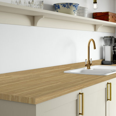 Omega Modern Natural Blocked Oak Square Edge Laminate Kitchen Upstand ...