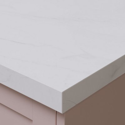 OMEGA Paros Marble Square Edge Laminate Kitchen Breakfast Bar - 4100mm ...