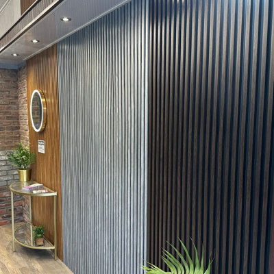 Omega Plastics Slatted 3D Decorative Wall Panel Madrid 10 Pack