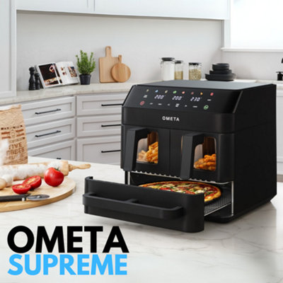 Ometa 8.5L Dual Zone Air Fryer with 12 Inch Pizza Oven Tray & Function 8-in-1 Modes Visible ...