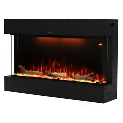 Omni-Burn 106cm Wide 3 Sided Electric Fireplace,13 Flame Colours,3 Top ...