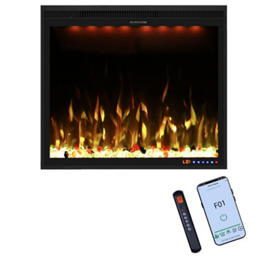Omni-Burn 78cm Wide Electric Fireplace with App Control,13 Flame ...