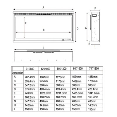 Omni-Burn 78cm Wide Electric Fireplace with App Control,13 Flame ...