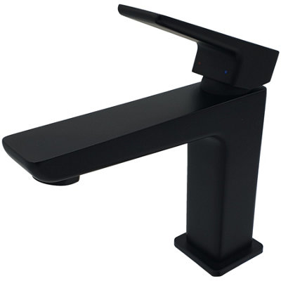 Omnires Black Bathroom Sink Elegant Standing Rectangle Shaped Mixer Tap ...