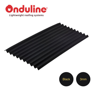 Onduline Classic Bitumen Roof Sheet Black 2m x 950mm x 3mm Pack of 3