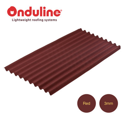 Onduline Classic Bitumen Roof Sheet Red 2m x 950mm x 3mm Pack of 5