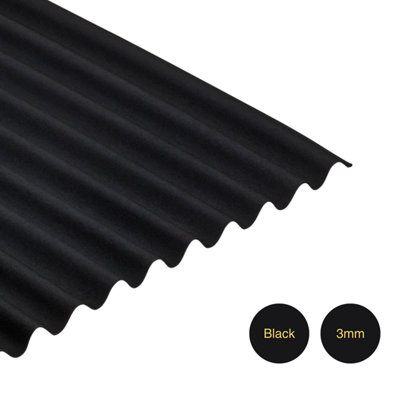 ONDULINE CLASSIC CORRUGATED BITUMEN ROOF SHEET BLACK 2000MM X 950MM X 3MM