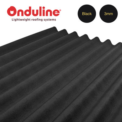 Onduline Corrugated Bitumen Sheet Black 2000mm x 950mm x 3mm - Pack of 7