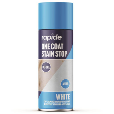 One Coat Stain Stop White 400ml Blocks Grease Pen Crayon Rust Water and ...