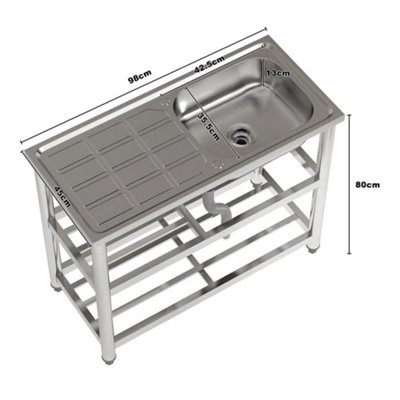 One Compartment Commercial Freestanding Stainless Steel Kitchen Sink ...