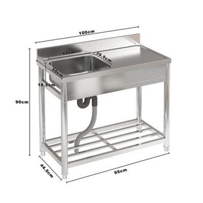 One Compartment Commercial Freestanding Stainless Steel Kitchen Sink ...