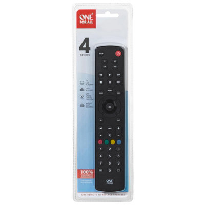 One For All Contour Universal 4 in 1 Remote Control TV/LCD/LED/Plasma ...