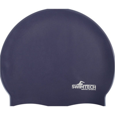 ONE SIZE Silicone Swim Cap - NAVY - Comfort Fit Unisex Swimming Hair ...