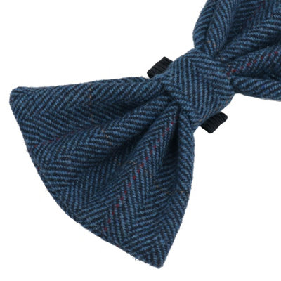 One Size Stylish Navy Tweed Dog Bow Tie For Fashionable Dogs With ...