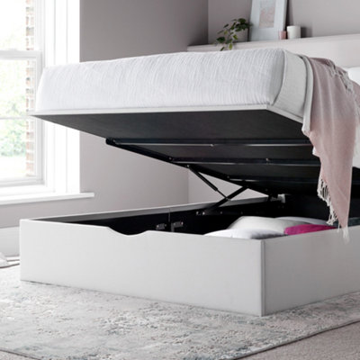 Onelife Off White Upholstered Ottoman King Size Bed Frame