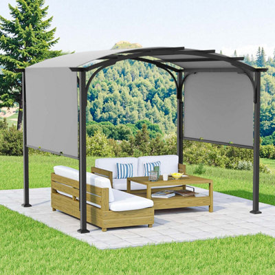 Onemill 10 Ft. W x 8 Ft.D Metal Pergola with Adjustable Canopy,LED ...