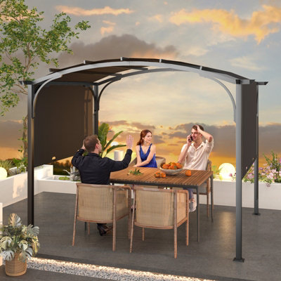 Onemill 10 Ft. W x 8 Ft.D Metal Pergola with Adjustable Canopy,LED ...