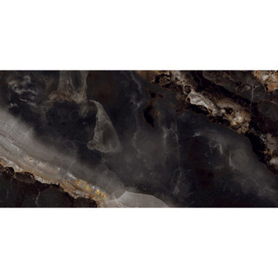 Onyx Black Opal XL 600mm x 1200mm Rectified Porcelain Wall & Floor ...