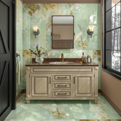 Onyx Verdigris Green XL 600mm x 1200mm Rectified Porcelain Wall & Floor ...