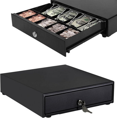 Open Cash Drawer for POS Systems, Heavy-Duty Metal Cash Till with Key ...